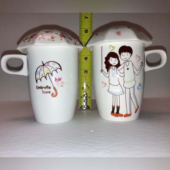 Coffee | Dining | Umbrella Love Coffee Mugs With Lids Pair Of Coffee ...
